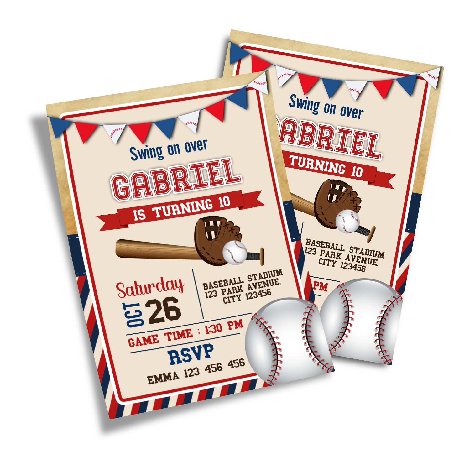 Personalized Baseball Birthday Card Invitations - Make Your Invites Un ...