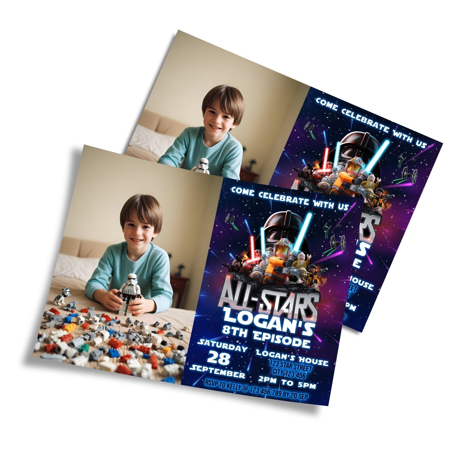 Custom Photo Invitations for Lego Star Wars Themed Birthdays - Make Me ...