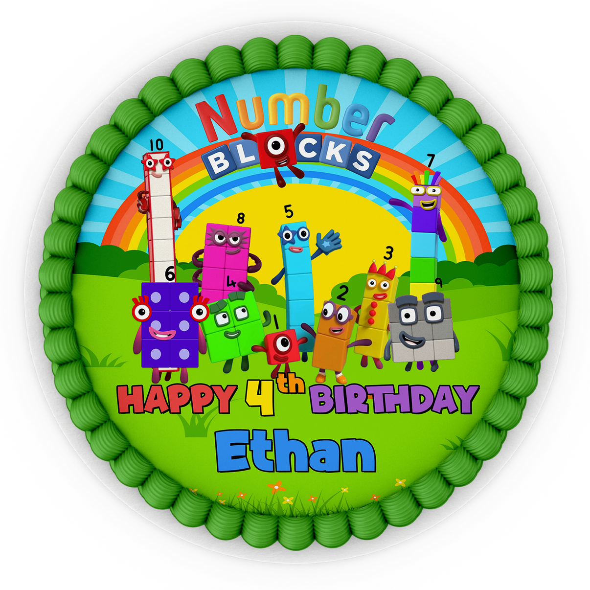 Round Personalized Cake Images with NumberBlocks Theme - Ideal for The ...