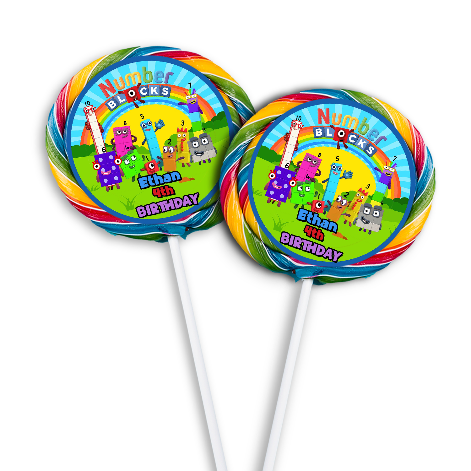 Lollipop Labels with NumberBlocks Theme - Personalized for Your Party ...