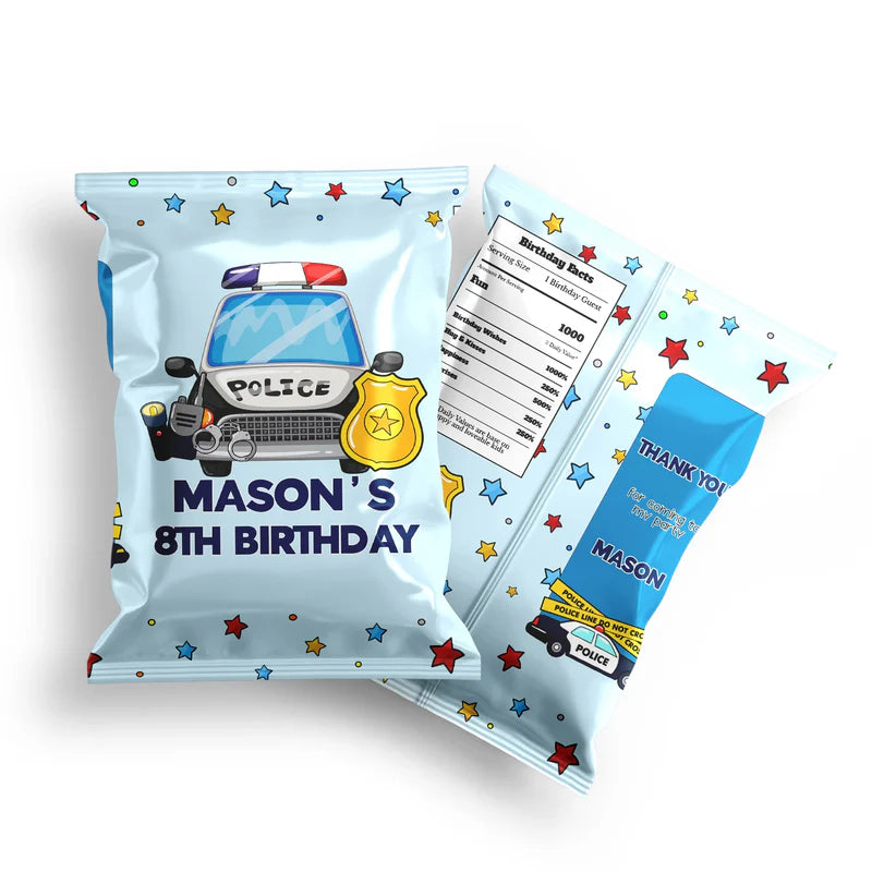 Kids Police Chips Bag Label Custom Birthday Party Snack Wrapper ...