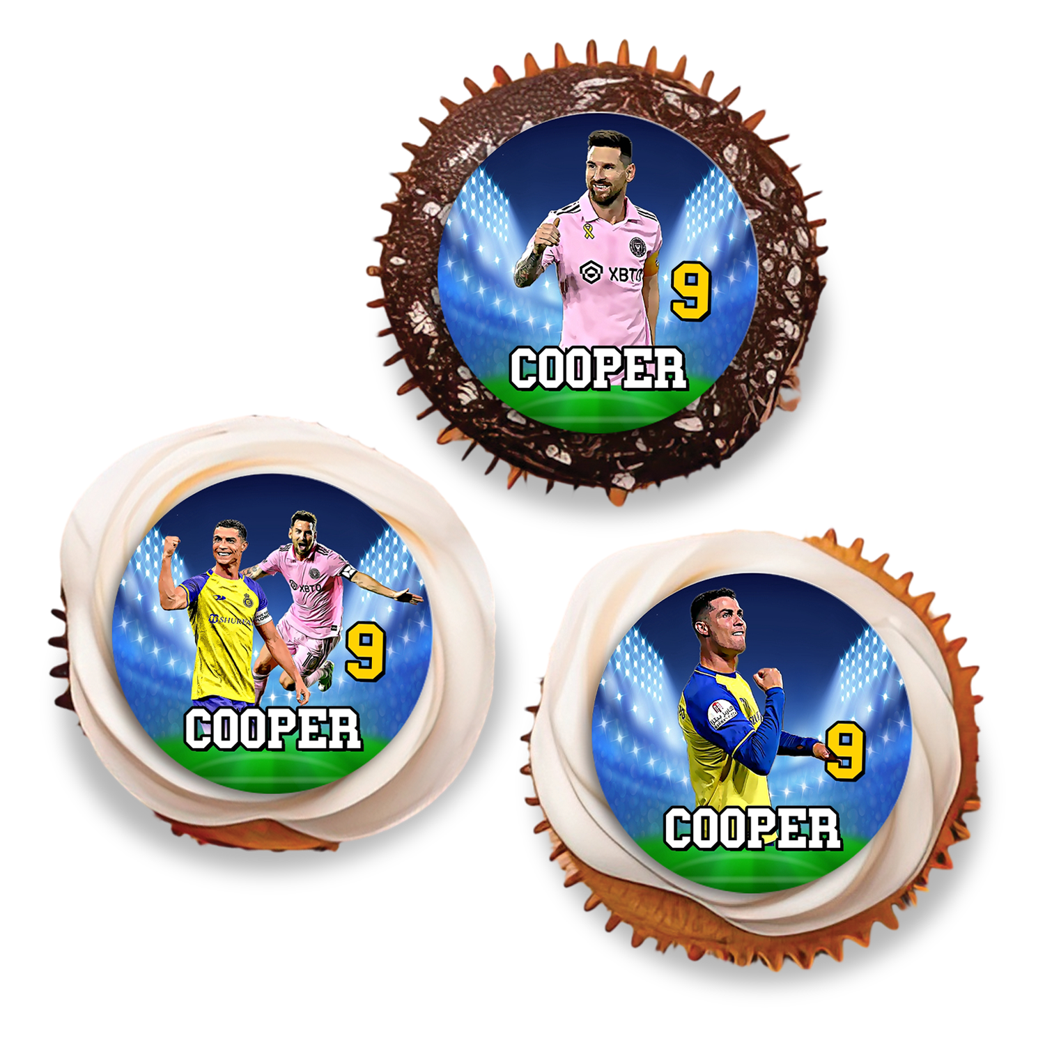 Messi & Ronaldo Personalized Cupcakes Toppers - A Sweet Addition to Yo ...