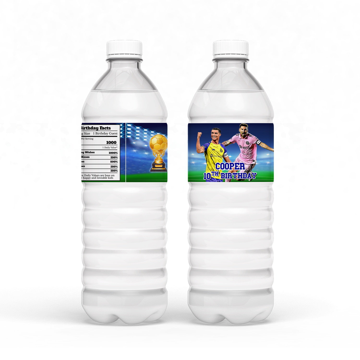 Messi & Ronaldo Water Bottle Label - Keep Your Guests Hydrated in Styl ...