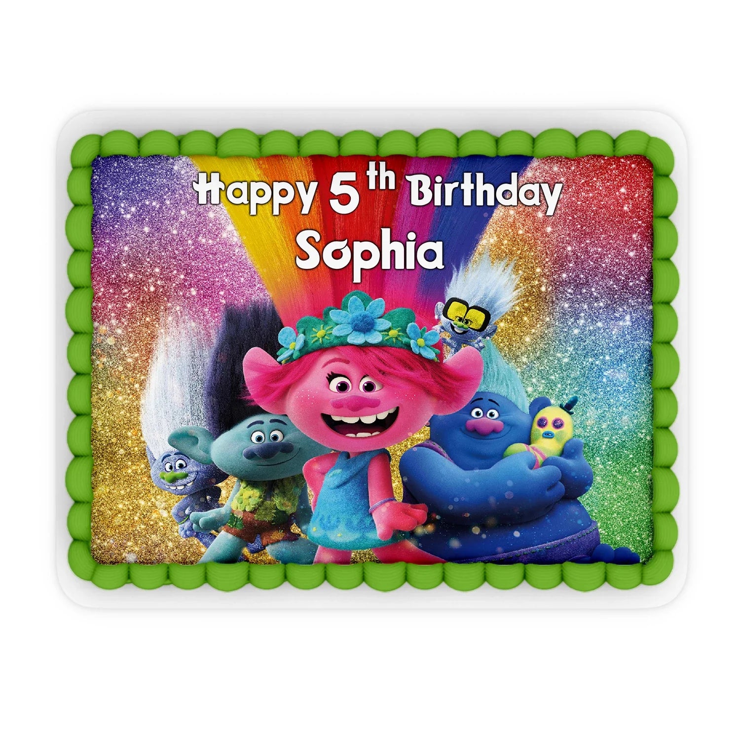 Trolls Personalized Edible Sheet Cake Topper - Trolls Cake Topper for ...