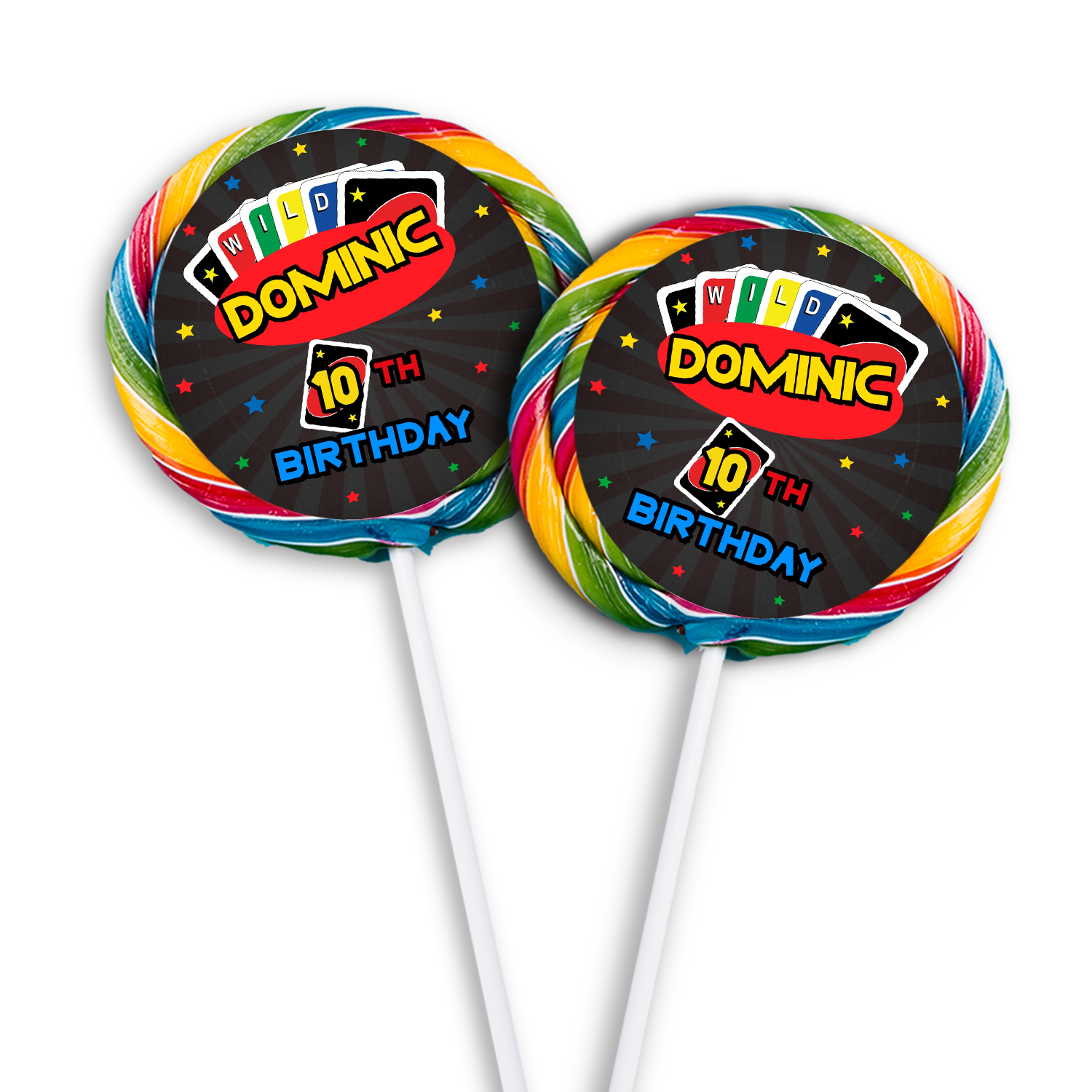 Custom Uno cards Lollipop Labels for Sweet Party Lollipops – Terryberri