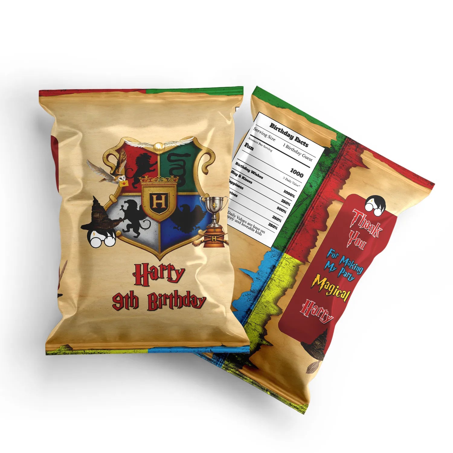 Harry Potter Chips Bag Label - Custom Harry Potter Chips Bag Wrappers ...